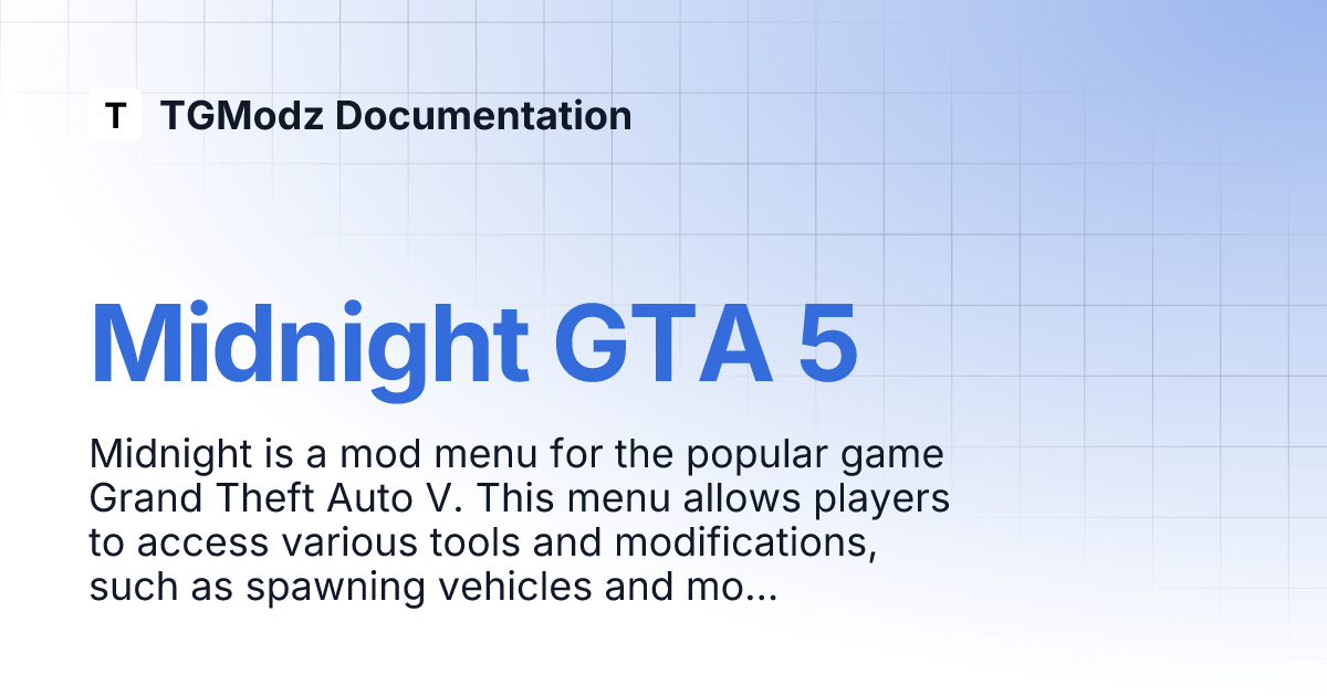 Midnight Gta 5 Tgmodz Documentation